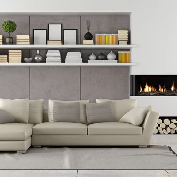 left conrner modern fireplace - modern gas fireplace - Encino Fireplace