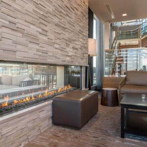 left conrner modern fireplace - modern gas fireplace - Encino Fireplace
