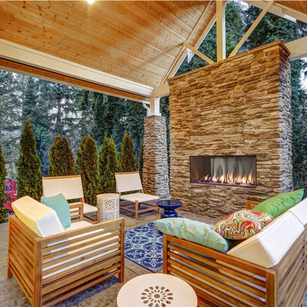 left conrner modern fireplace - modern gas fireplace - Encino Fireplace